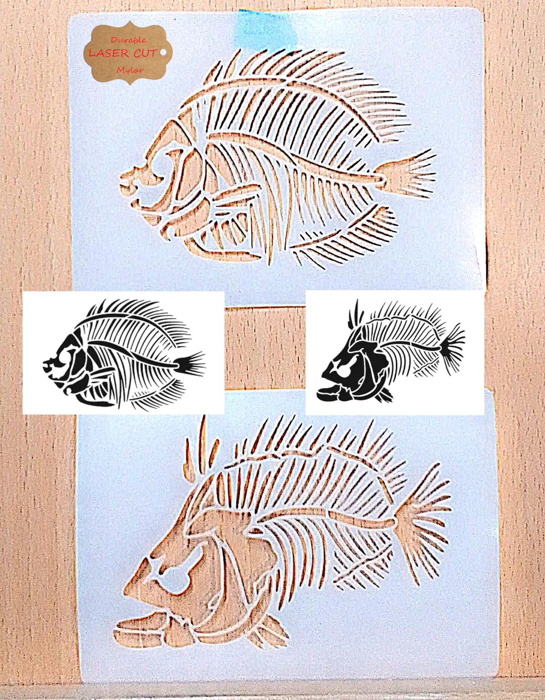 Fish Bones Stencil Airbrush Artists Template Set of 2 - Etsy