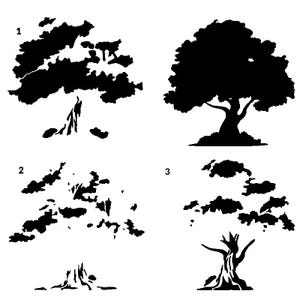 Tree Stencil Four Layer Airbrush Art Stencil Set Artist Template Mylar ...