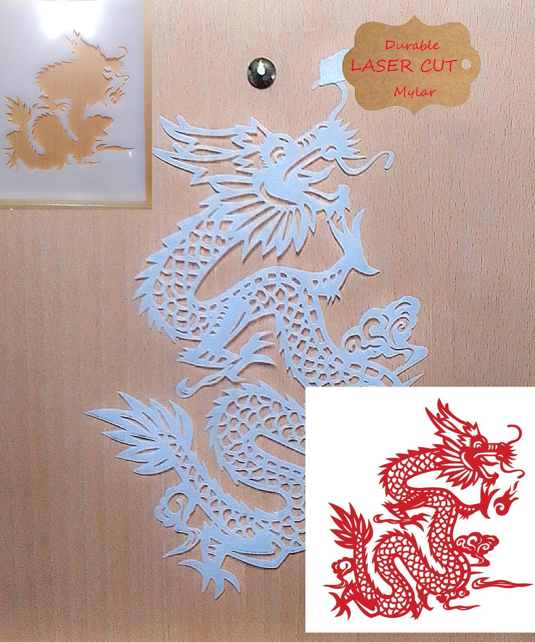 Dragon Old English Stencil Airbrush Art Stencil Available in 2 Sizes ...
