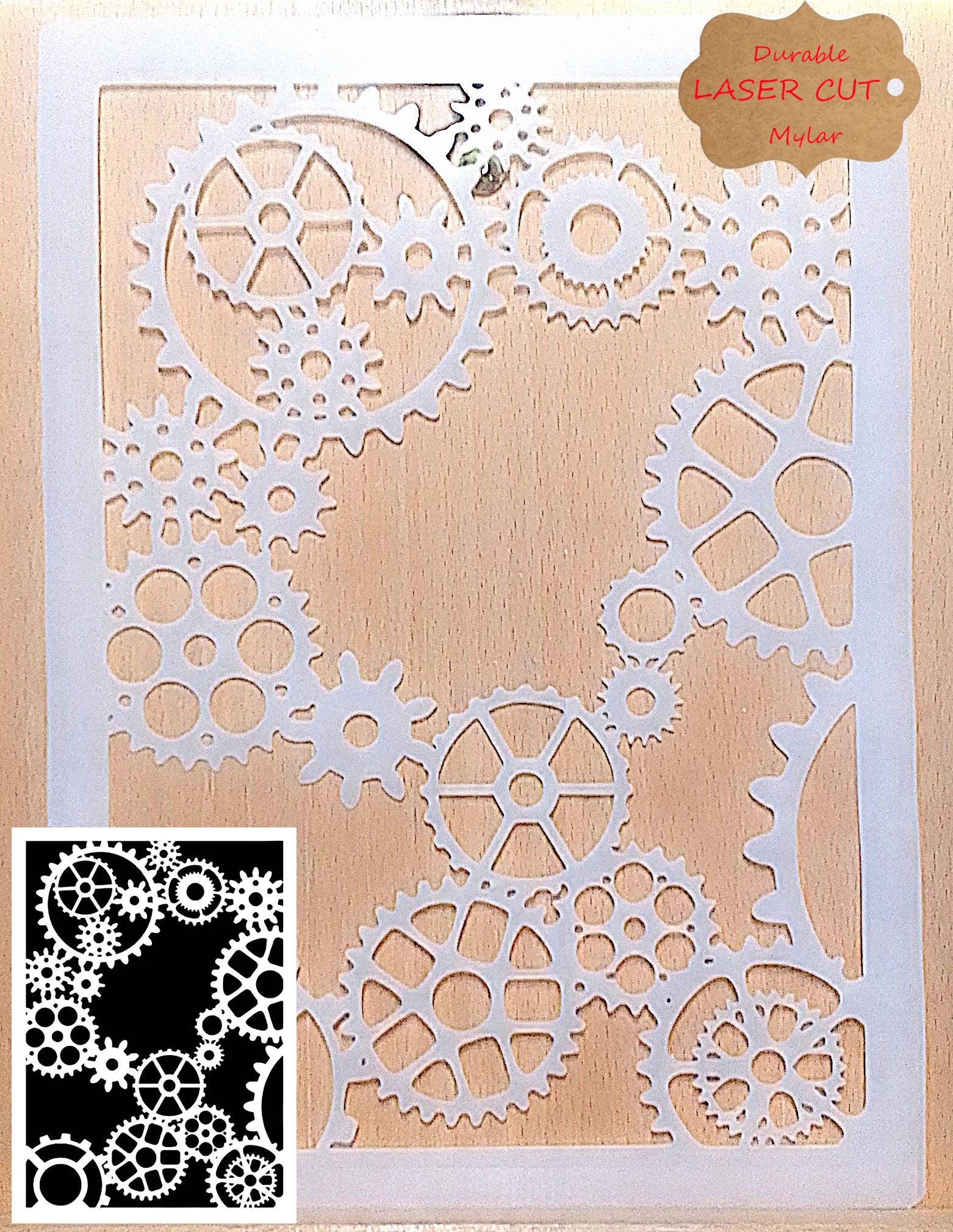 Steampunk Gears Stencil Airbrush Art Stencil Clockwork Artist Template ...