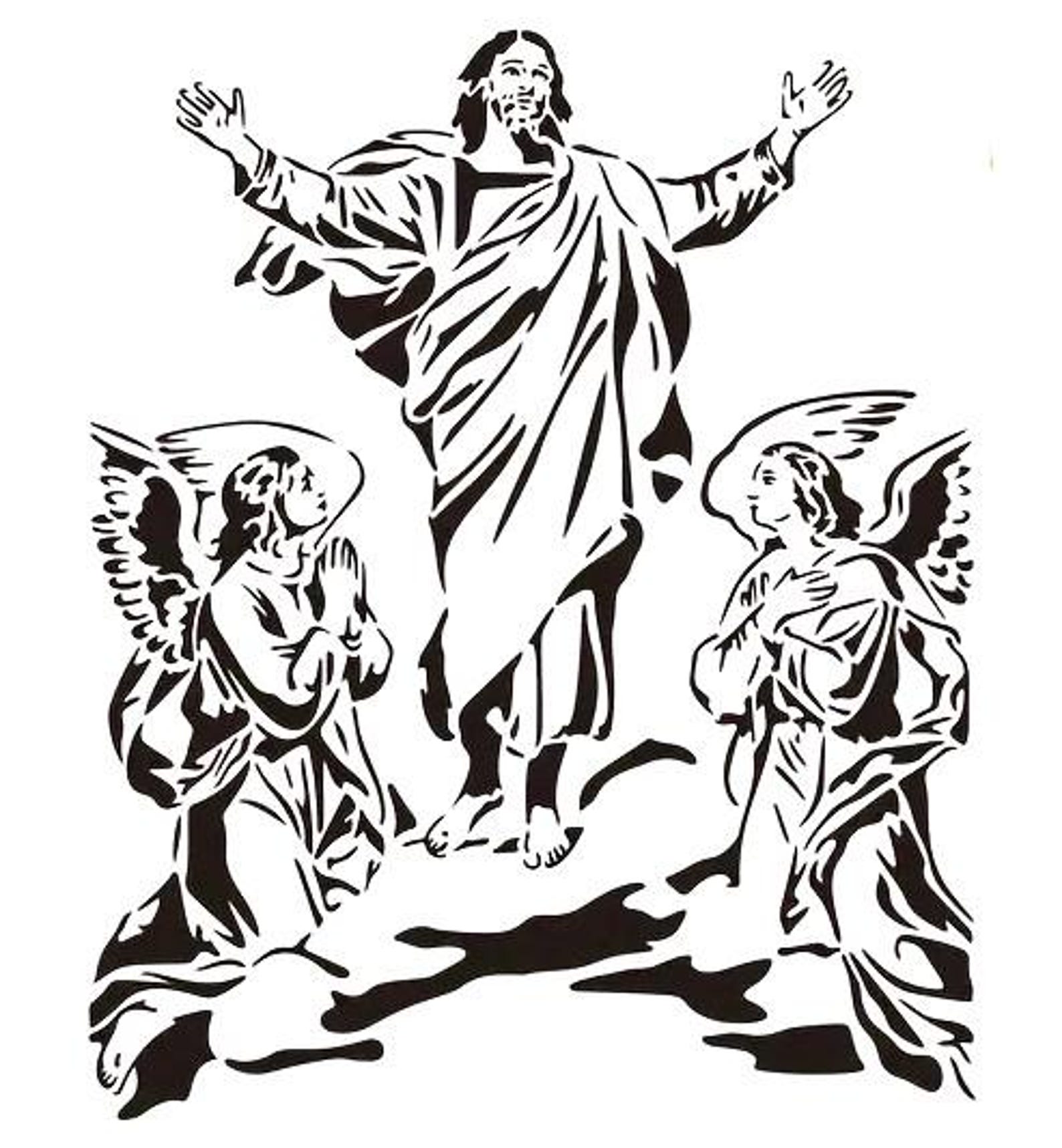 Jesus With Angels Airbrush Art Stencil Available in 7 Sizes Mylar Ships ...