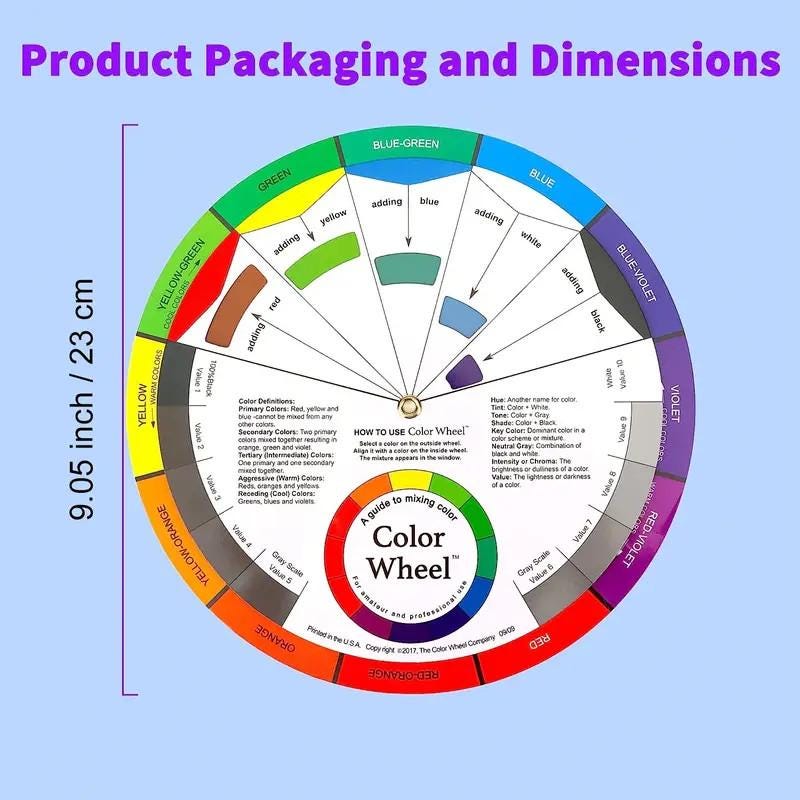 Artists Colour Wheel Mixing Colour Guide 23cm Artist Colour Wheel - Etsy