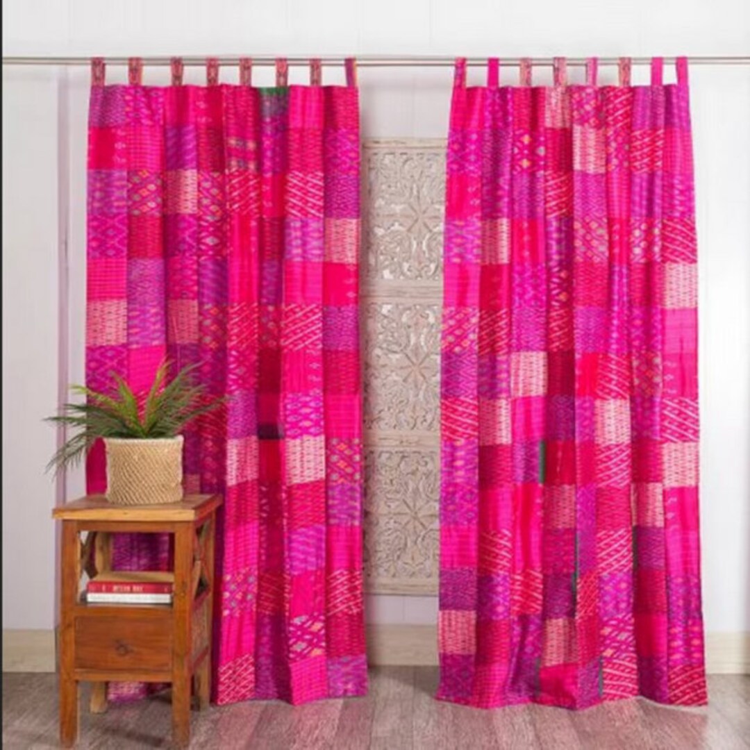 Multicolored PATCHWORK CURTAIN , Drapes Door Curtain Panels, Boho ...