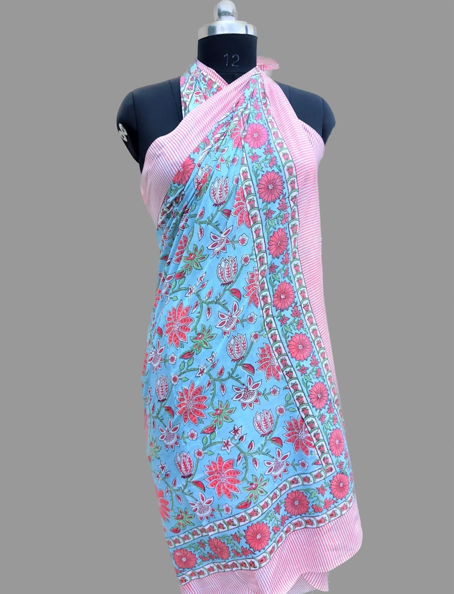 Cotton Beach Sarong, Indian Hand Block Print Sarong| Swimwear, Beach ...