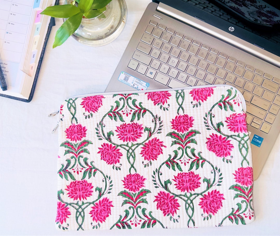 Handquilted Laptop Pouch iPad Tablet Sleeve Blockprinted - Etsy