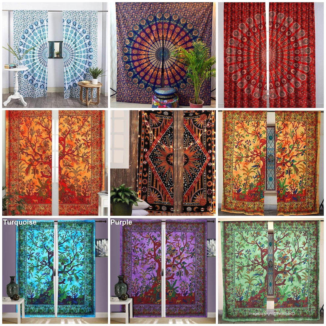 Boho Curtains Panels for Bedroom Drapery Rod Pocket Window Curtains ...