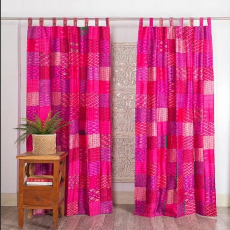 Vintage Old Silk Sari Curtains ,living Room Curtains, Curtain Panel ...