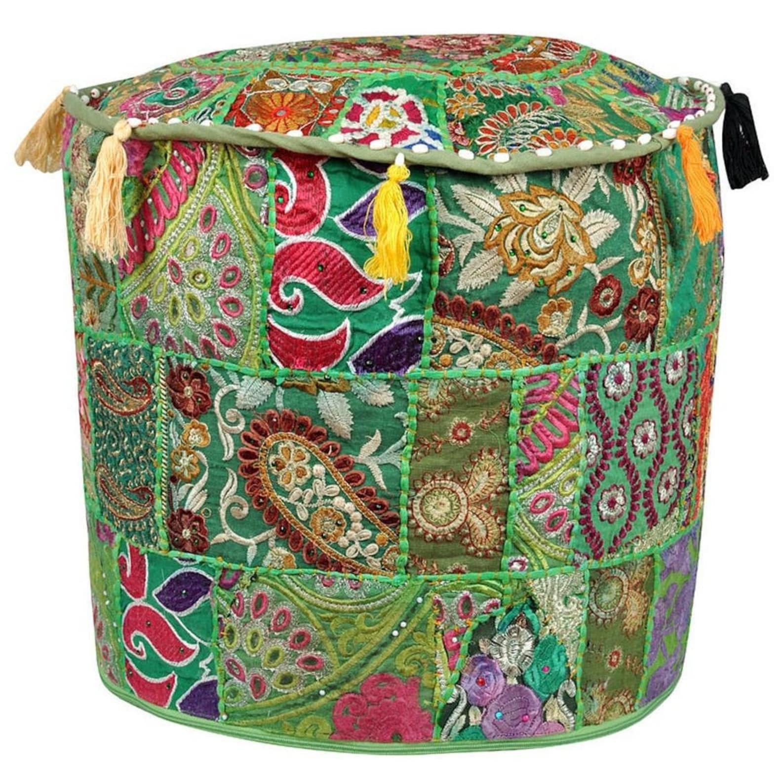 Bohemian Pouf Ottoman Pouffe Vintage Patchwork Indian Pouf - Etsy