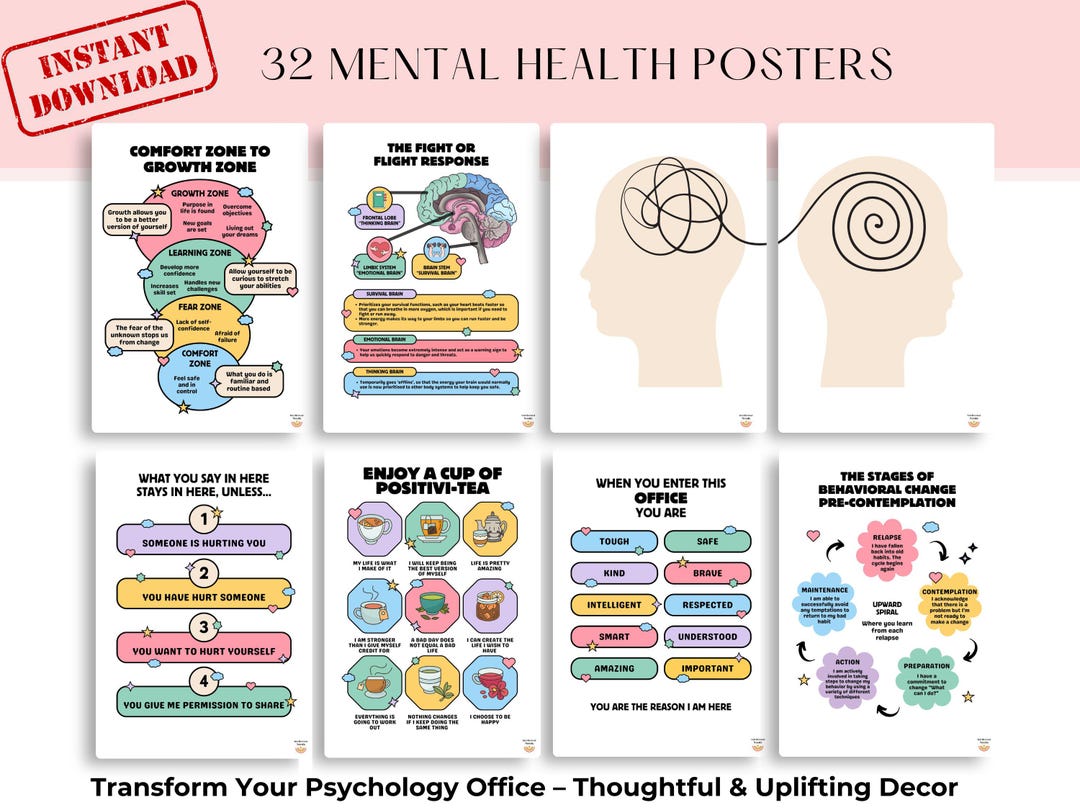 32 Counseling Office Wall Art - Mental Health Poster, Therapy Office ...