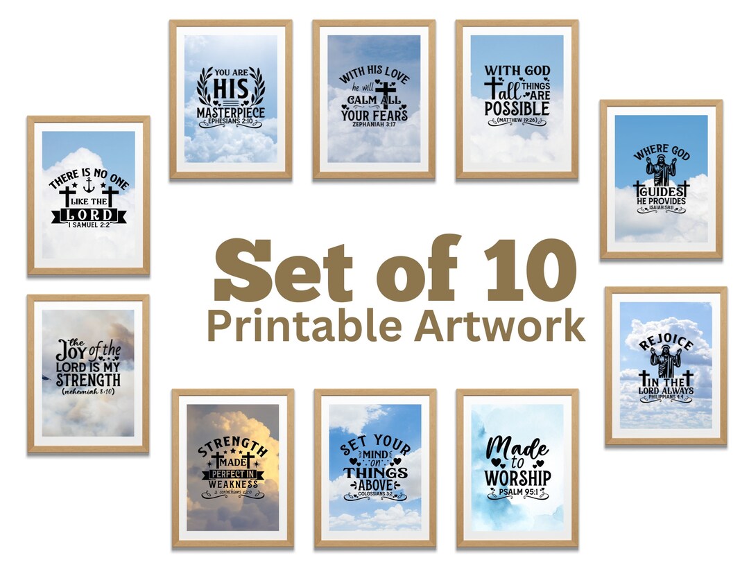 Set of 10 Christian Wall Art Print, Jesus Wall Art, Home and Office ...