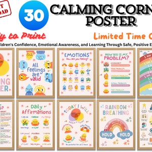 30 Calming Corner Feelings Poster Classroom, Calm Down Emotion Chart ...