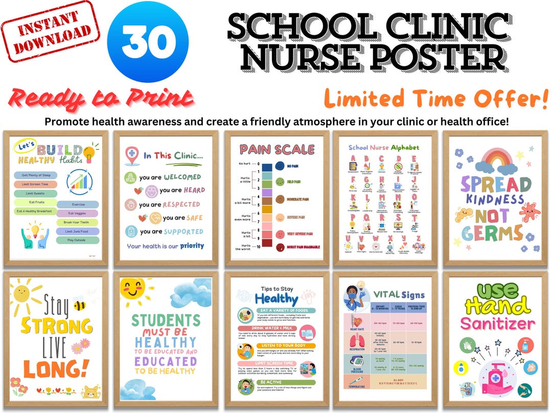 30 Kids Health Posters for School Nurse Clinic Office Decorations ...