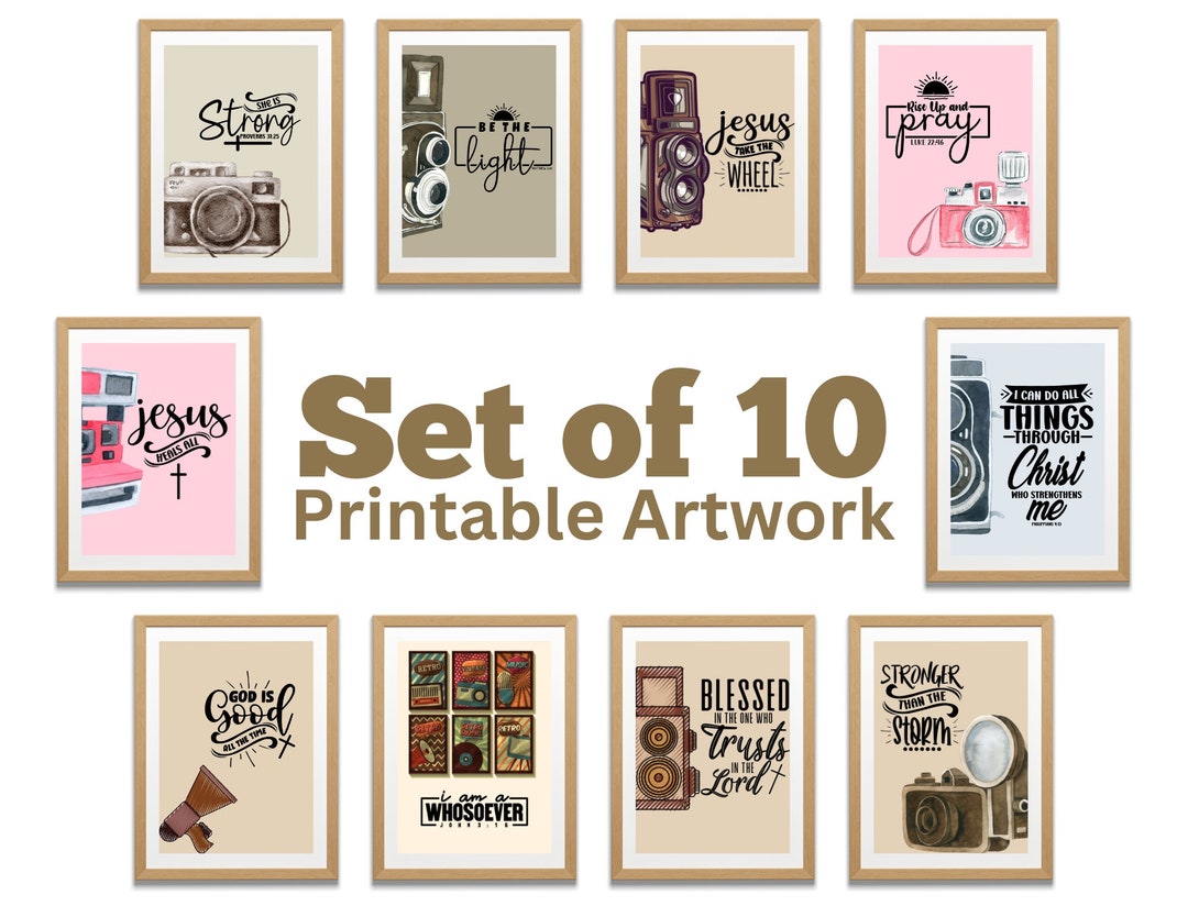 Set of 10 Jesus Wall Art, Religious Wall Decor, Living Room Decor ...