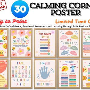 30 Calming Corner Feelings Poster Classroom, Calm Down Emotion Chart ...