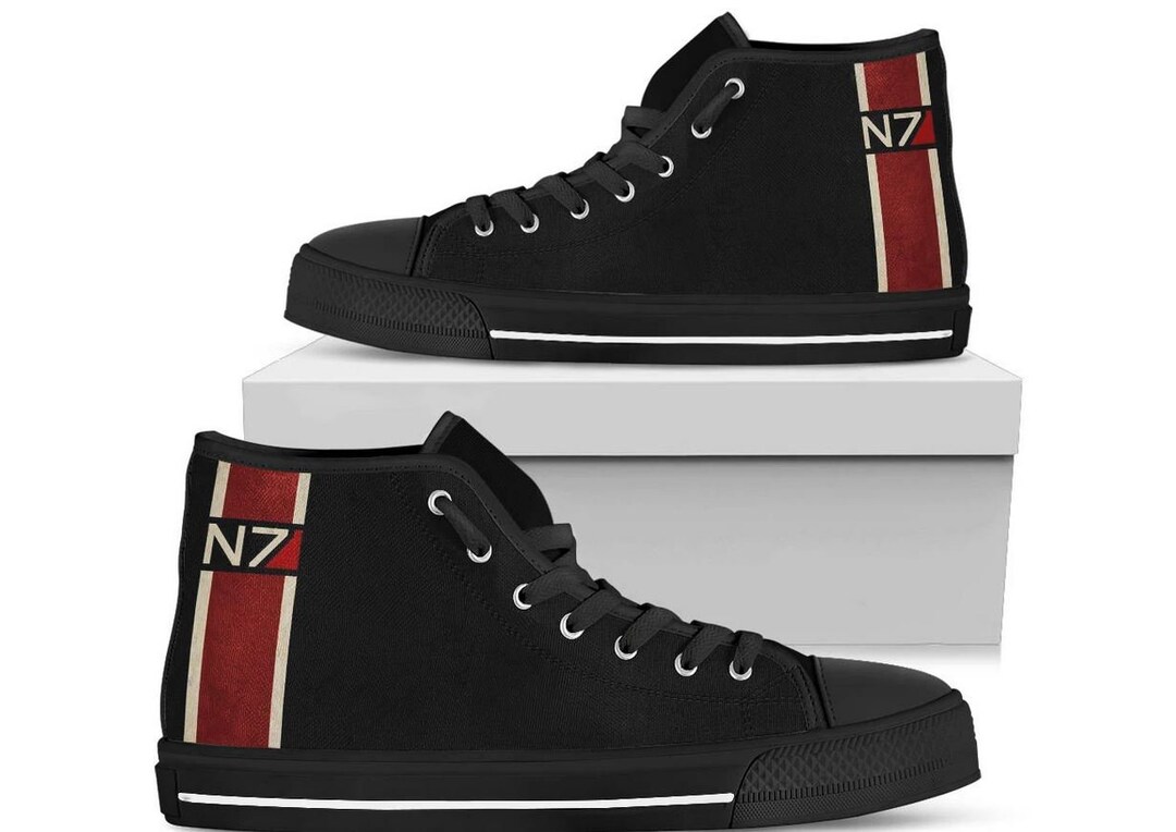 N7 Custom Canvas High Top Shoes Mass Effect Alliance Military N7 Etsy