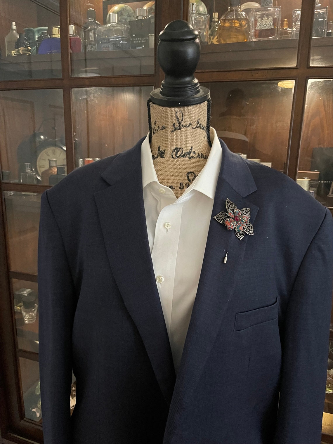 Handcrafted Rhinestone Flower Art Deco Lapel Pin - Etsy