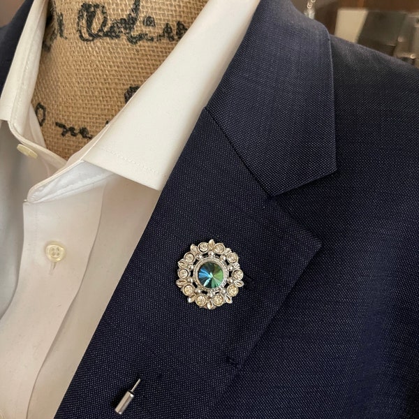 Rhinestone Lapel Pin - Etsy