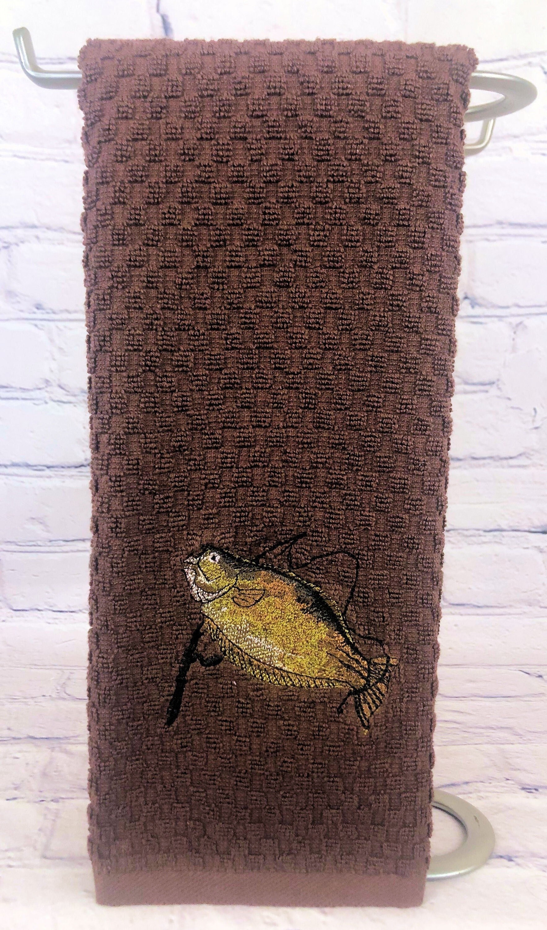 Keeping it Reel for Halibut Embroidered Tea Towel Different | Etsy