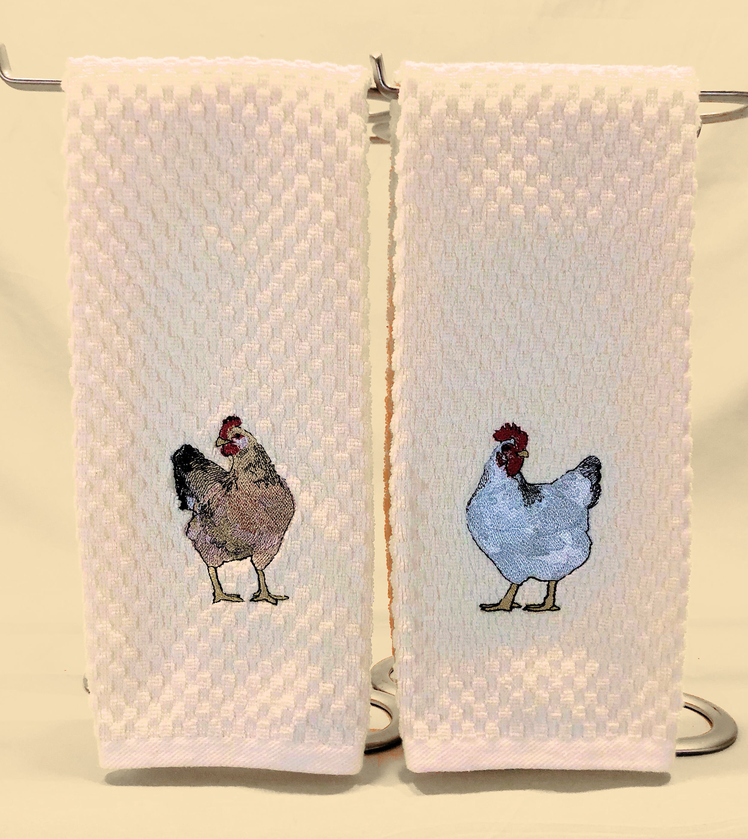 CHICKENS Embroidered Towel Set two Towels - Etsy UK