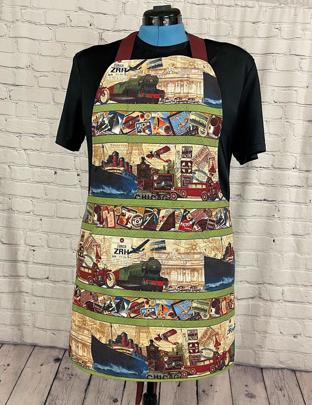 Transportation Exploration Straight Cut Cotton Apron, Gift Apron, Retro ...