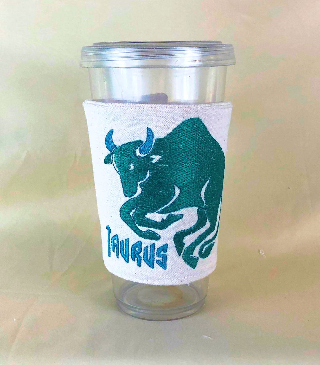 Taurus Embroidered Reversible Cup Cozy - Etsy