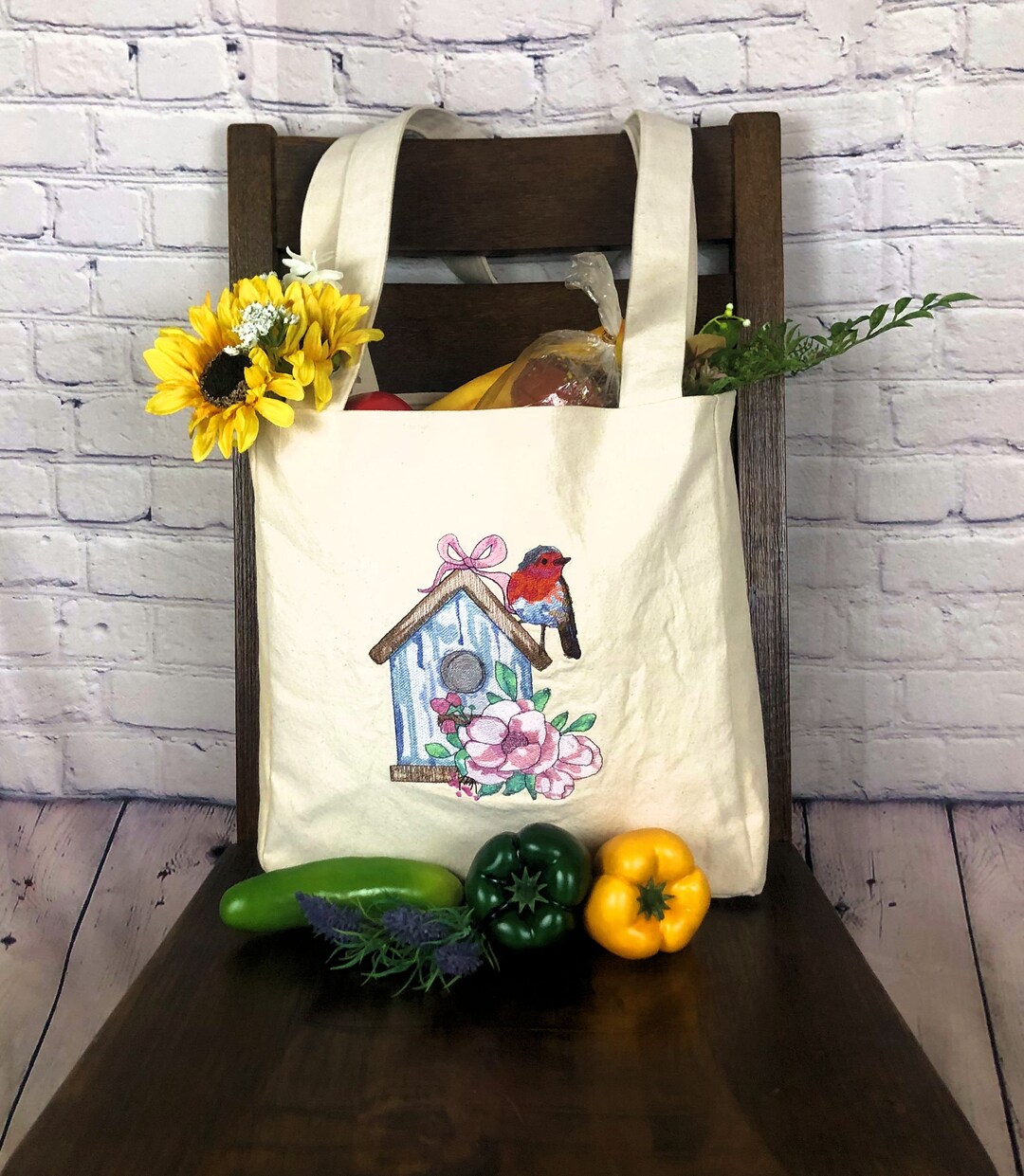Robins Home Hand-made Heavy Canvas Tote Bag With Embroidered Designs ...