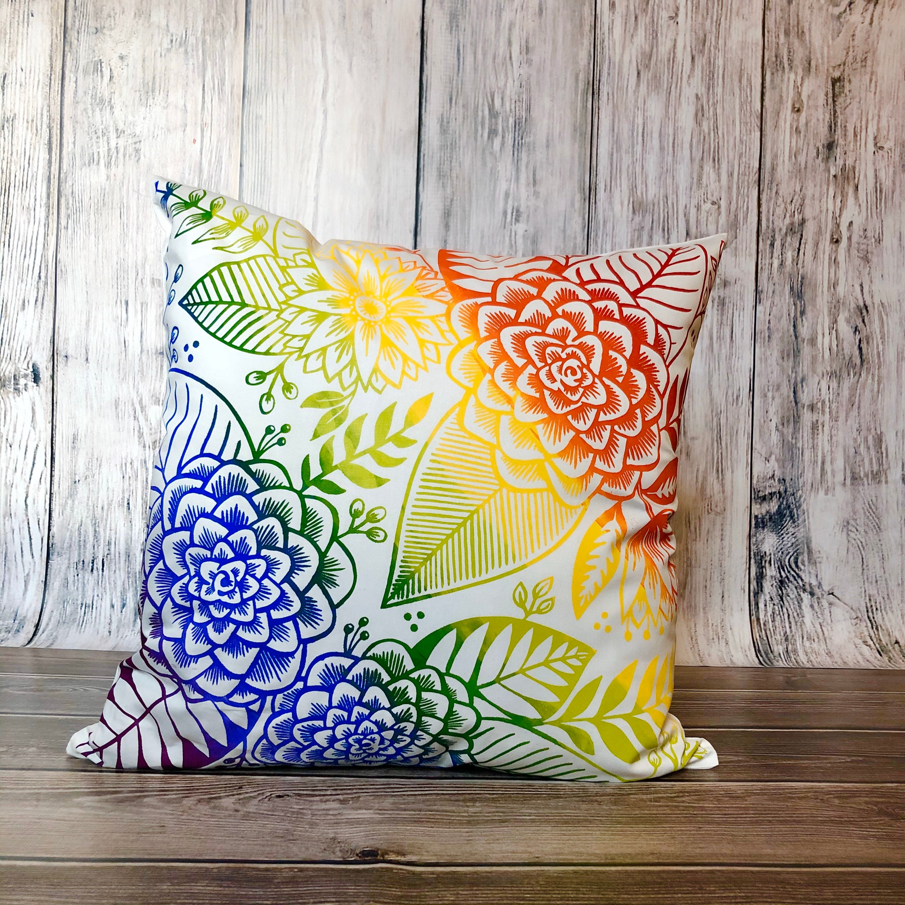 Rainbow Pillow Rainbow Pillow Covers Rainbow Flower Pillow | Etsy