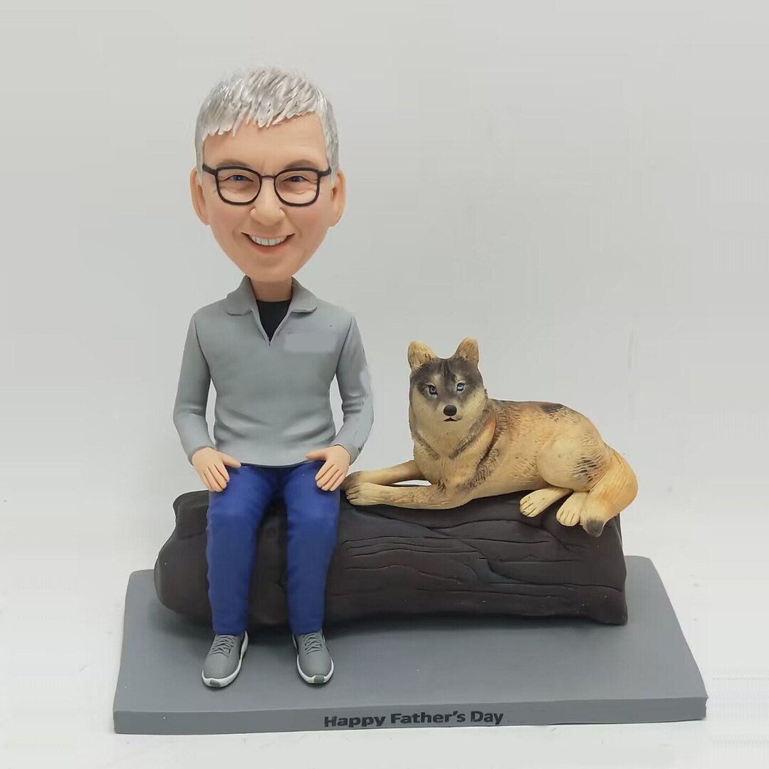 Custom Man Bobblehead With Wolf for Father's Day ,bobble Head Custom ...