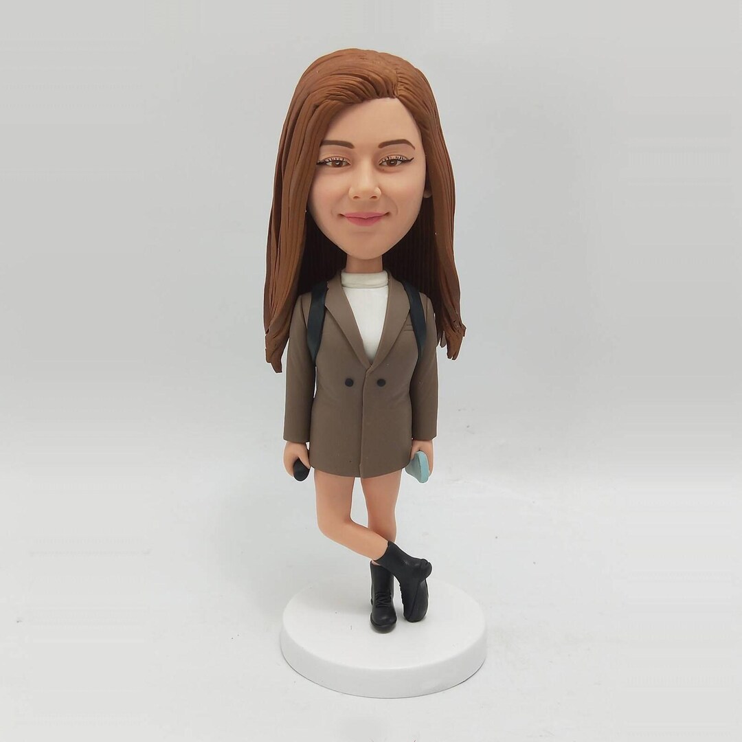 Customized Female Business Professional Bobblehead,wearing a Brown ...
