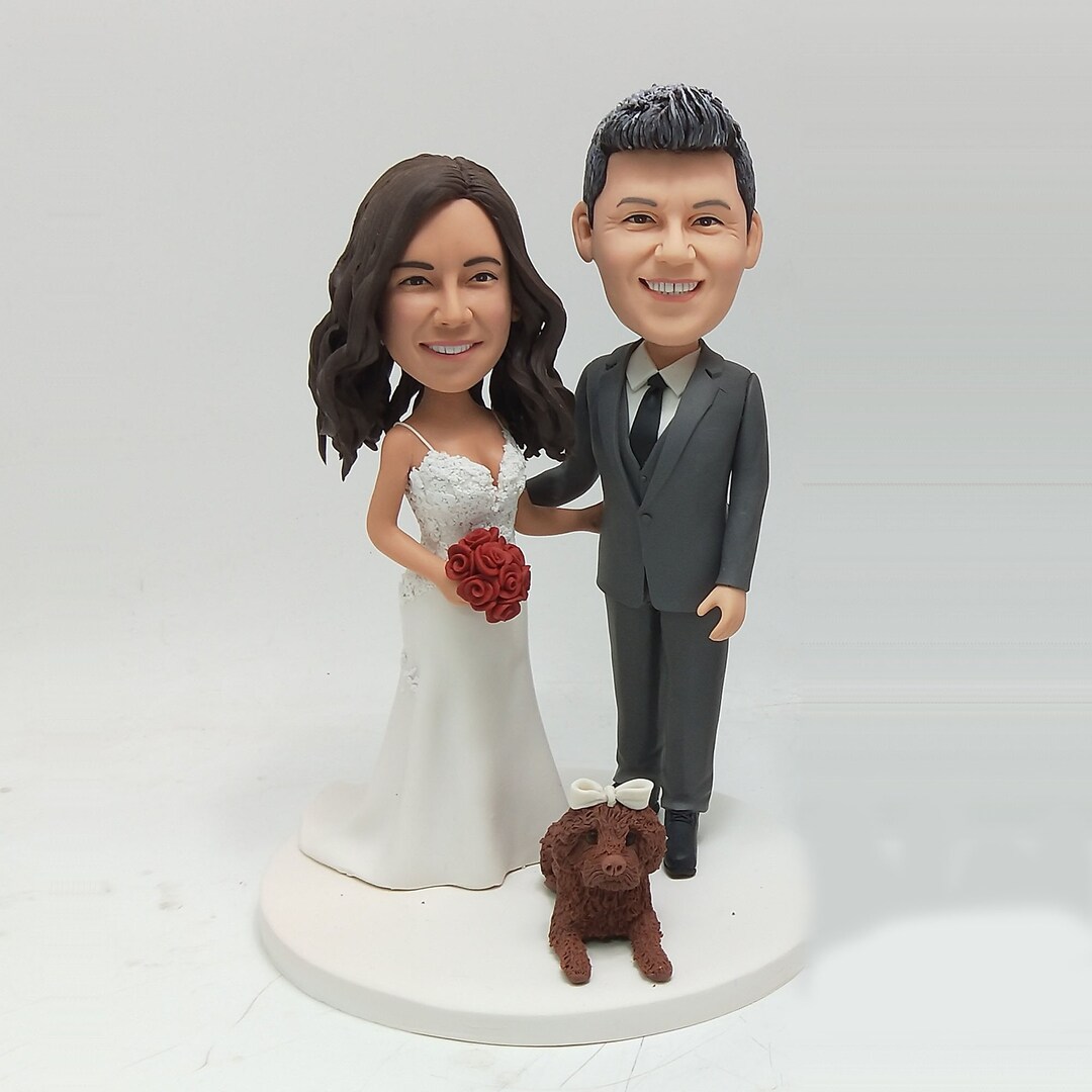 Bobblehead Couple With Dog in Wedding Dress &suits, Wedding Gifts ...