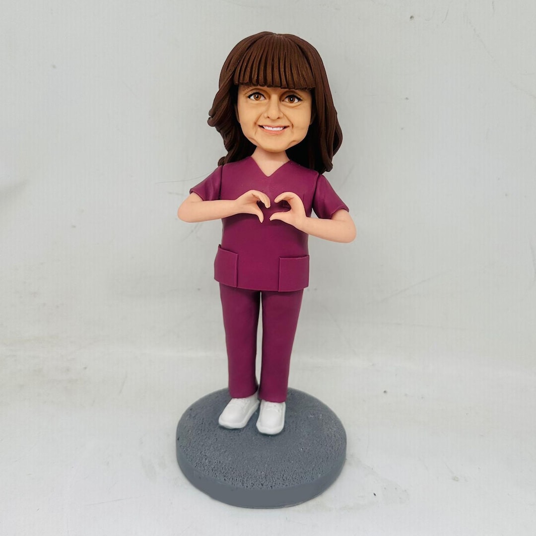 Custom Female Doctor Bobblehead in Red Scrubs , Gifts for Doctors ...