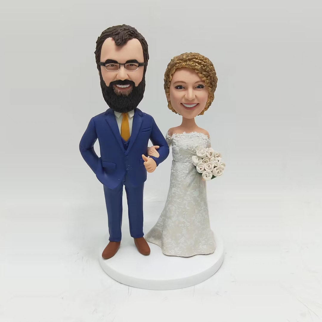 Custom Bobblehead Couple Wedding Cake Topper, Personalized Wedding Cake ...