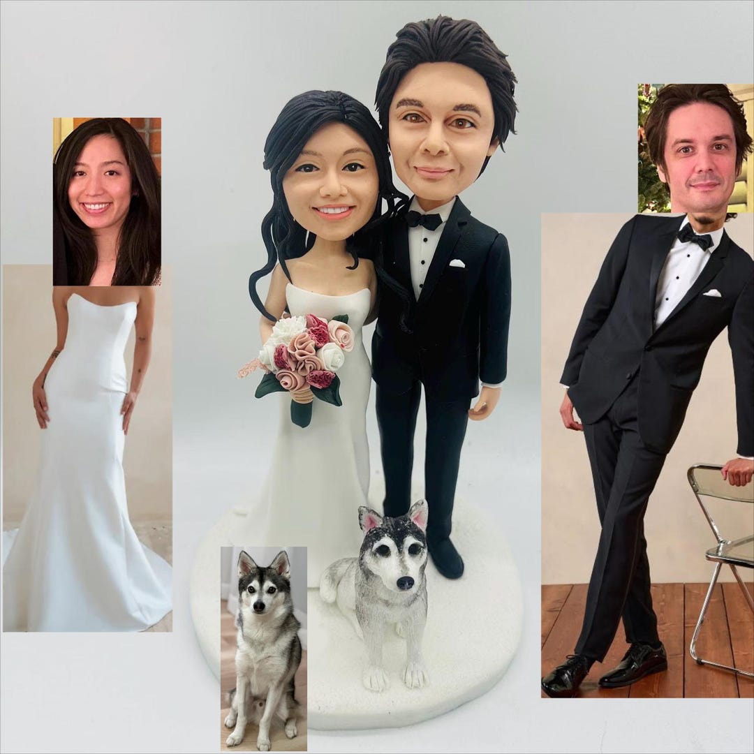 Custom Wedding Bobblehead as Cake Toppers, Personalized Wedding Bobble ...