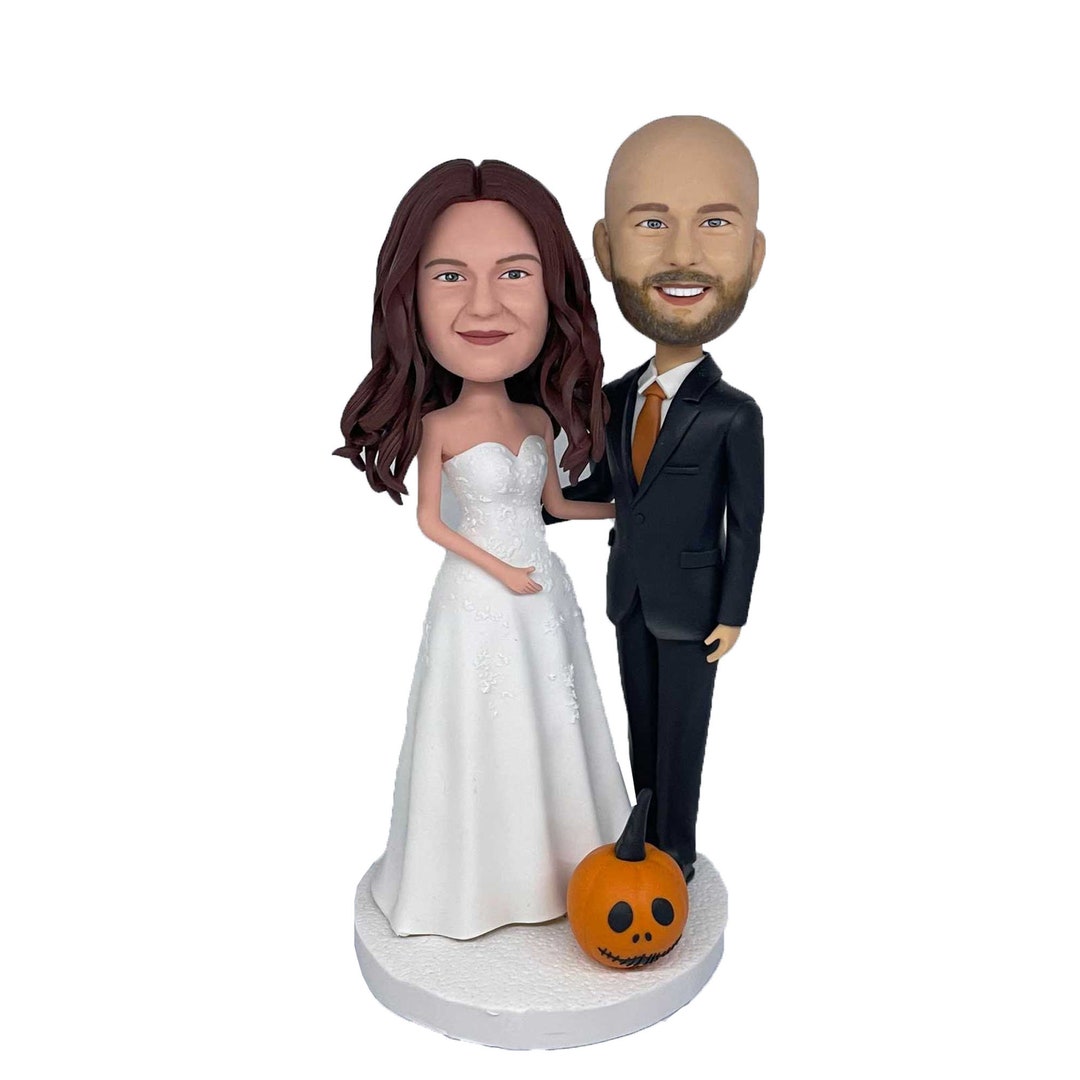 Custom Bobblehead for Halloween Decor With Pumpkin, Custom Cake Topper ...