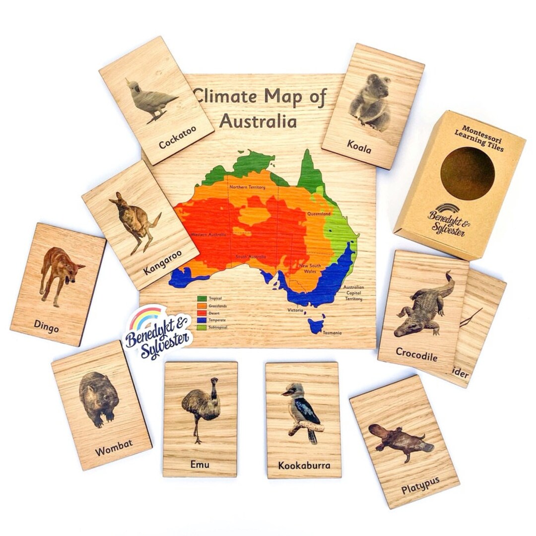 Montessori Learning Tiles - Animals of Australia & Their Habitat - Etsy