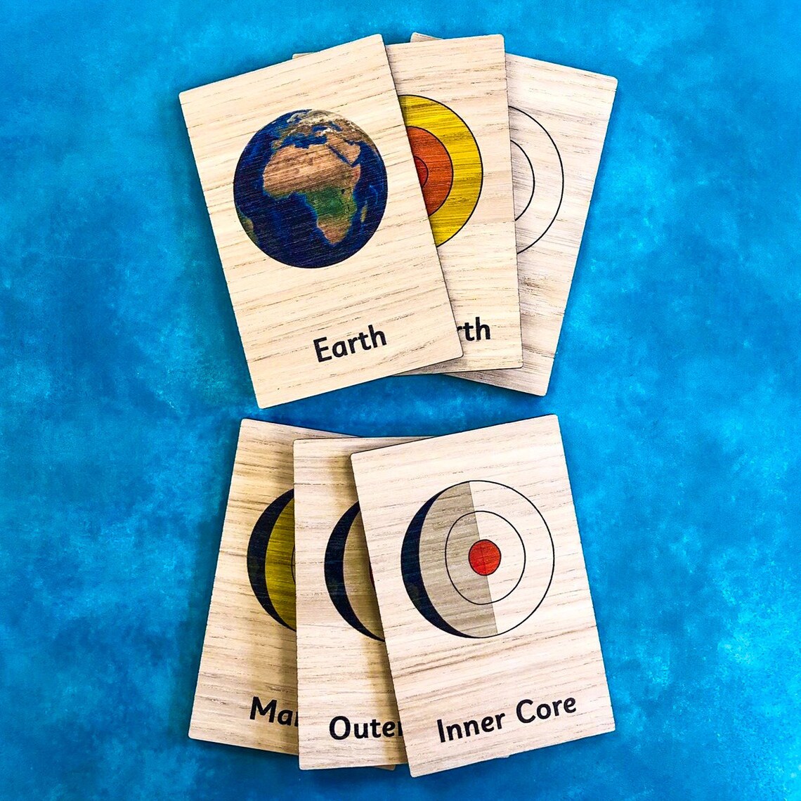 Montessori Wooden Layers of the Earth Learning Tiles 6 Card | Etsy