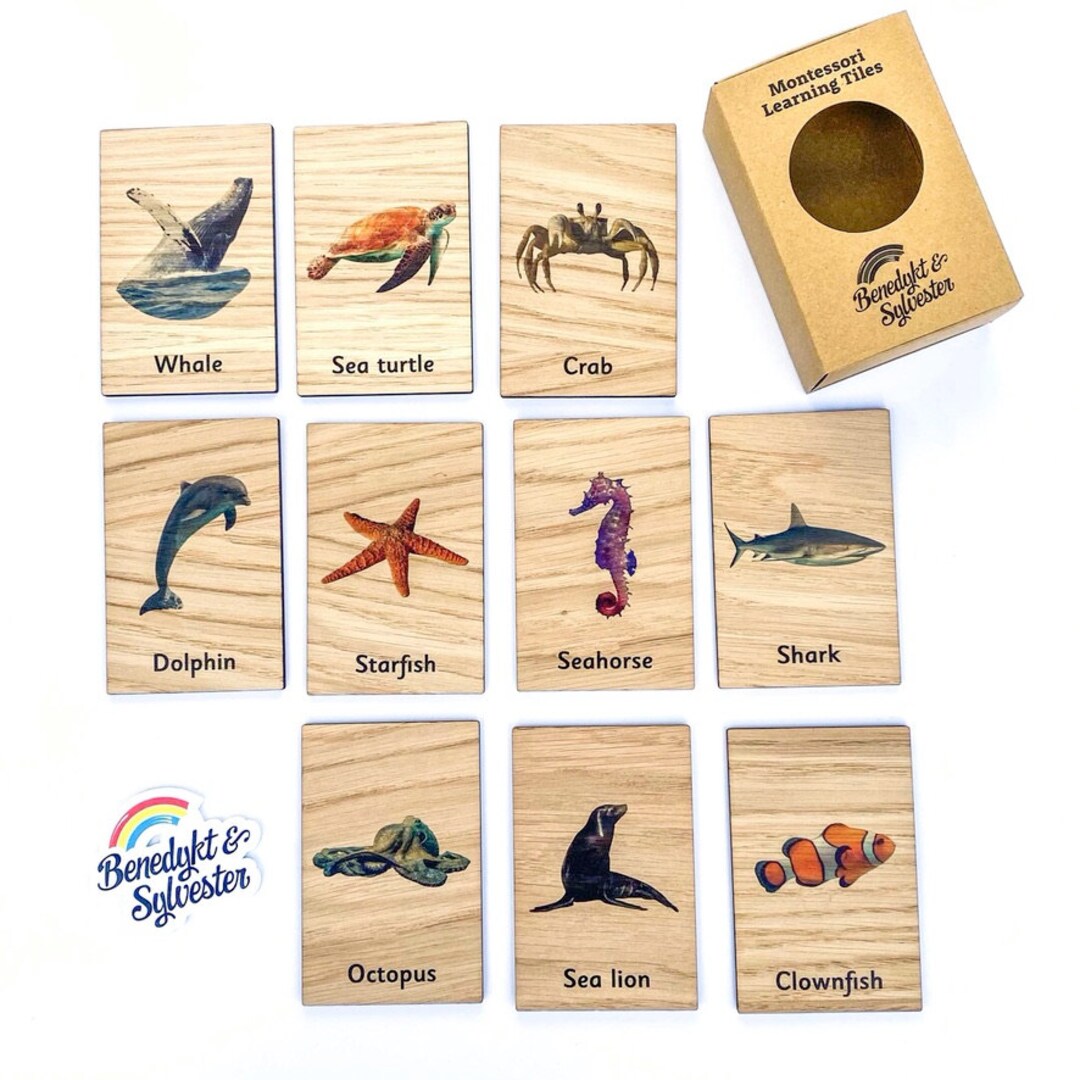 Montessori Learning Tiles - Marine Animals - Etsy