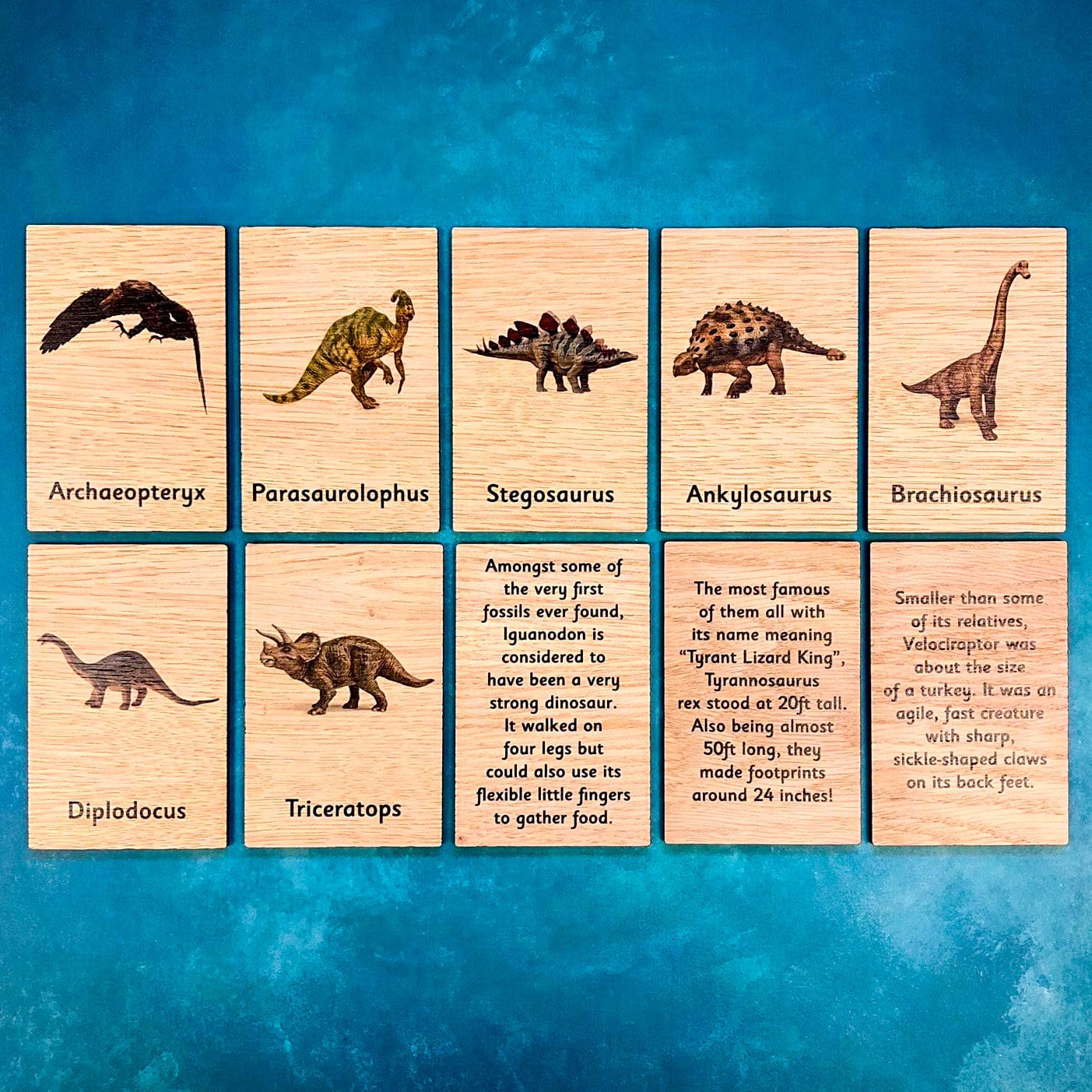 Montessori Wooden Dinosaur Learning Tiles 10 Card Set Como 3 - Etsy España