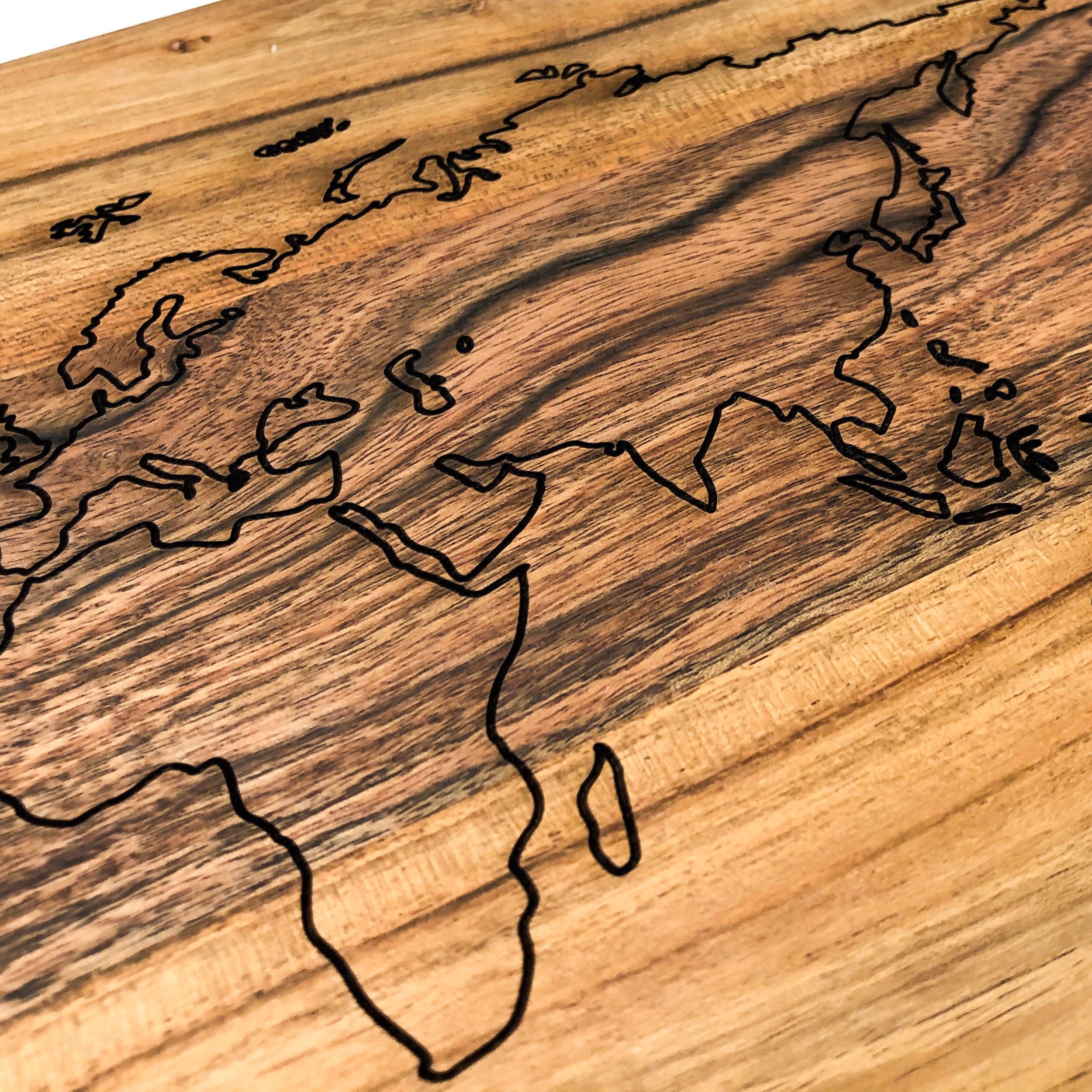 World Map Solid Acacia Decorative Board Wall Decor Decoration Ornament ...