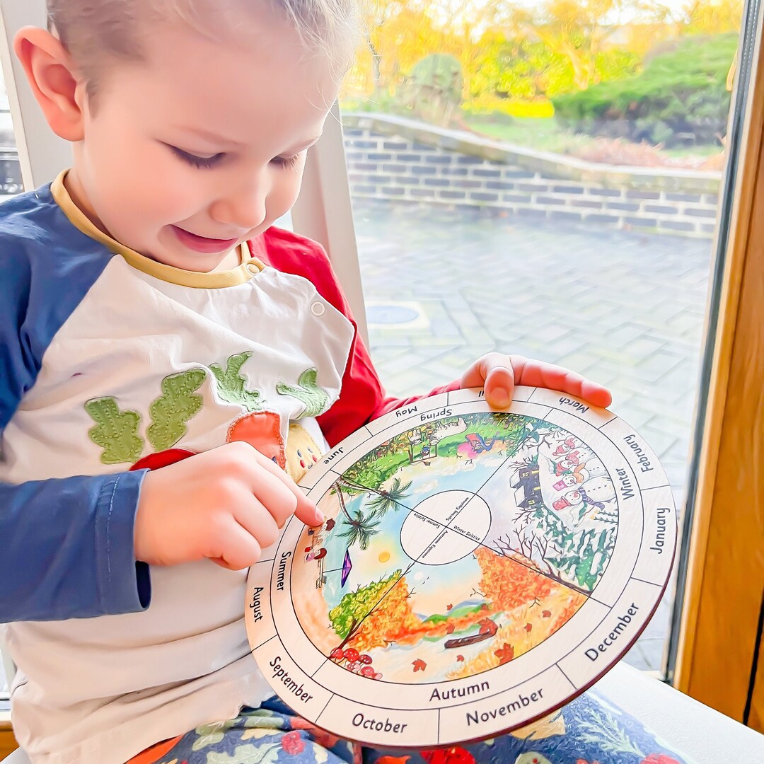 Seasons Wheel Montessori Waldorf Perpetual Calendar Children's Learning ...