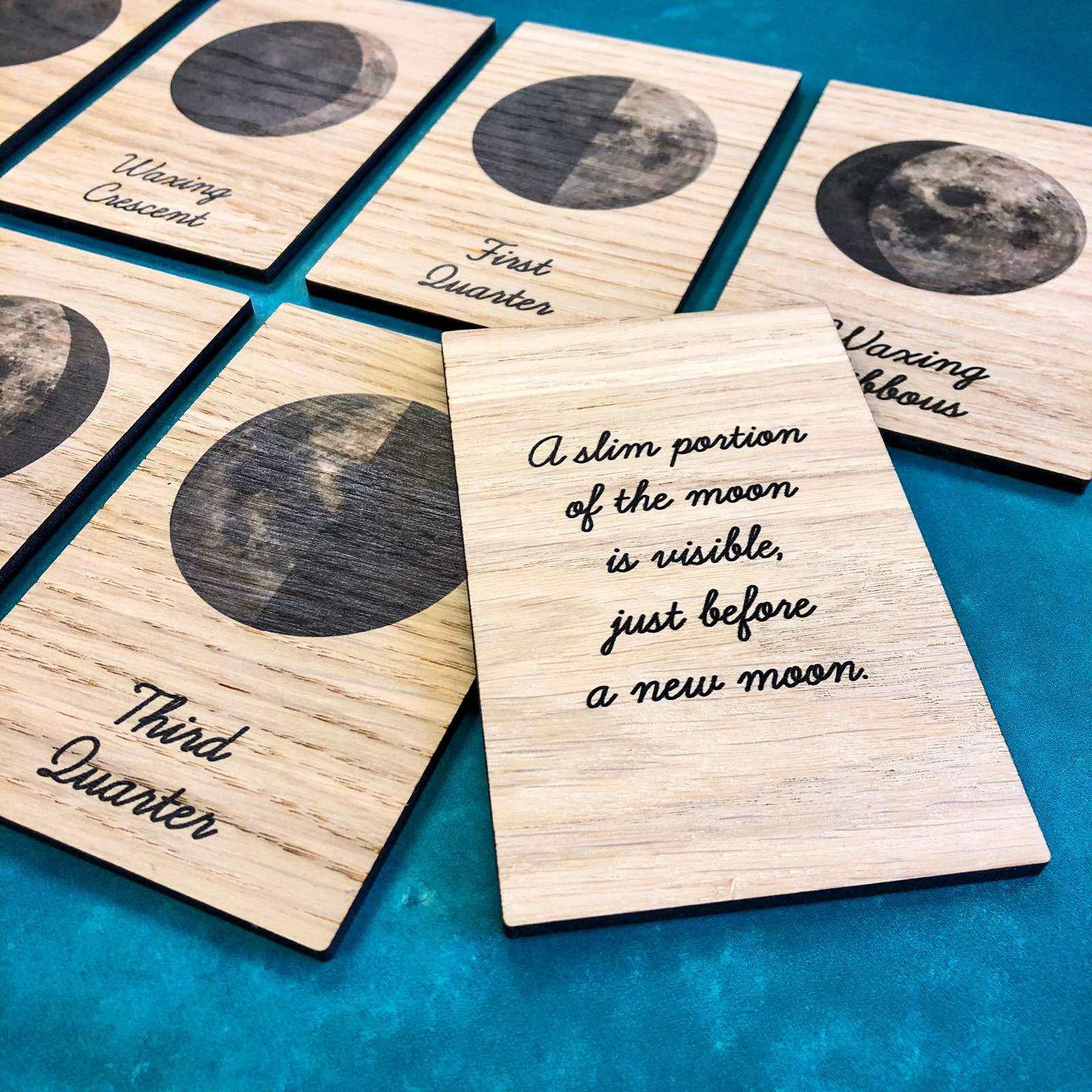 Montessori Wooden Phases of the Moon Tiles 8 Card Set like 3 Part Cards ...