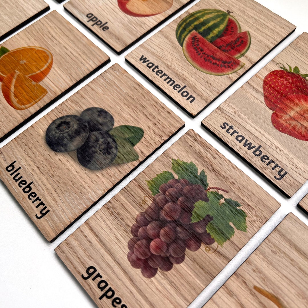 Montessori Learning Tiles - Fruit - Healthy Eating - Etsy