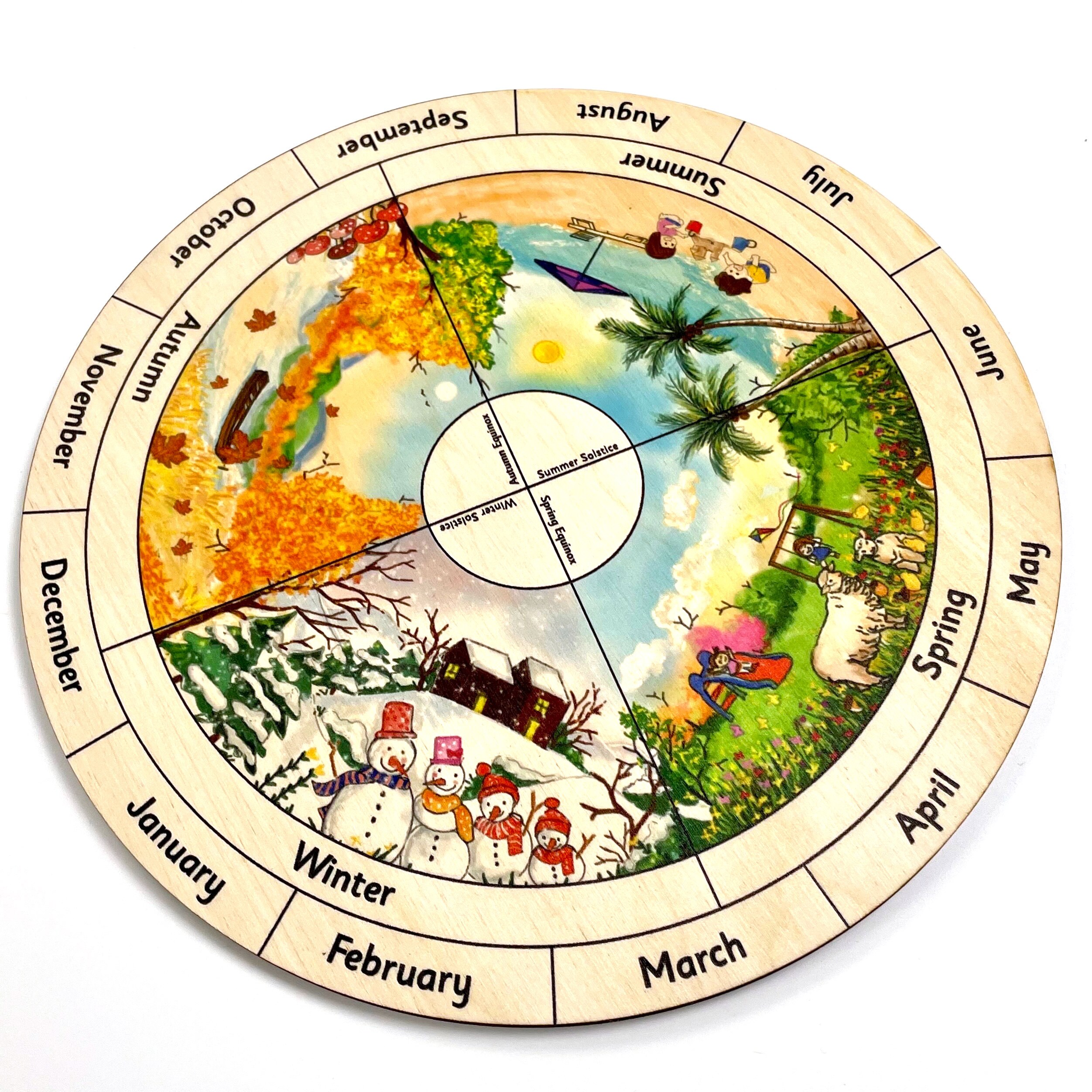 Wooden Perpetual Calendar Seasons Wheel Montessori Waldorf - Etsy