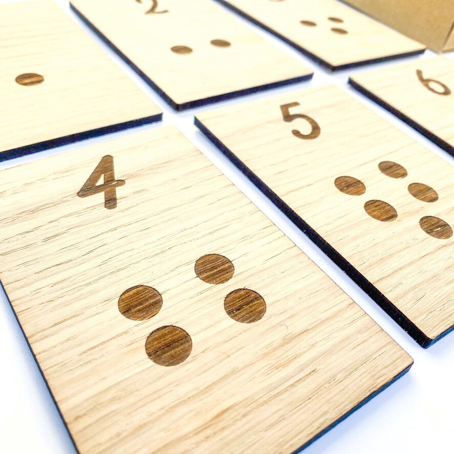 Montessori Wooden Number Tiles 10 Card Set like 3 Part Cards Toddler ...