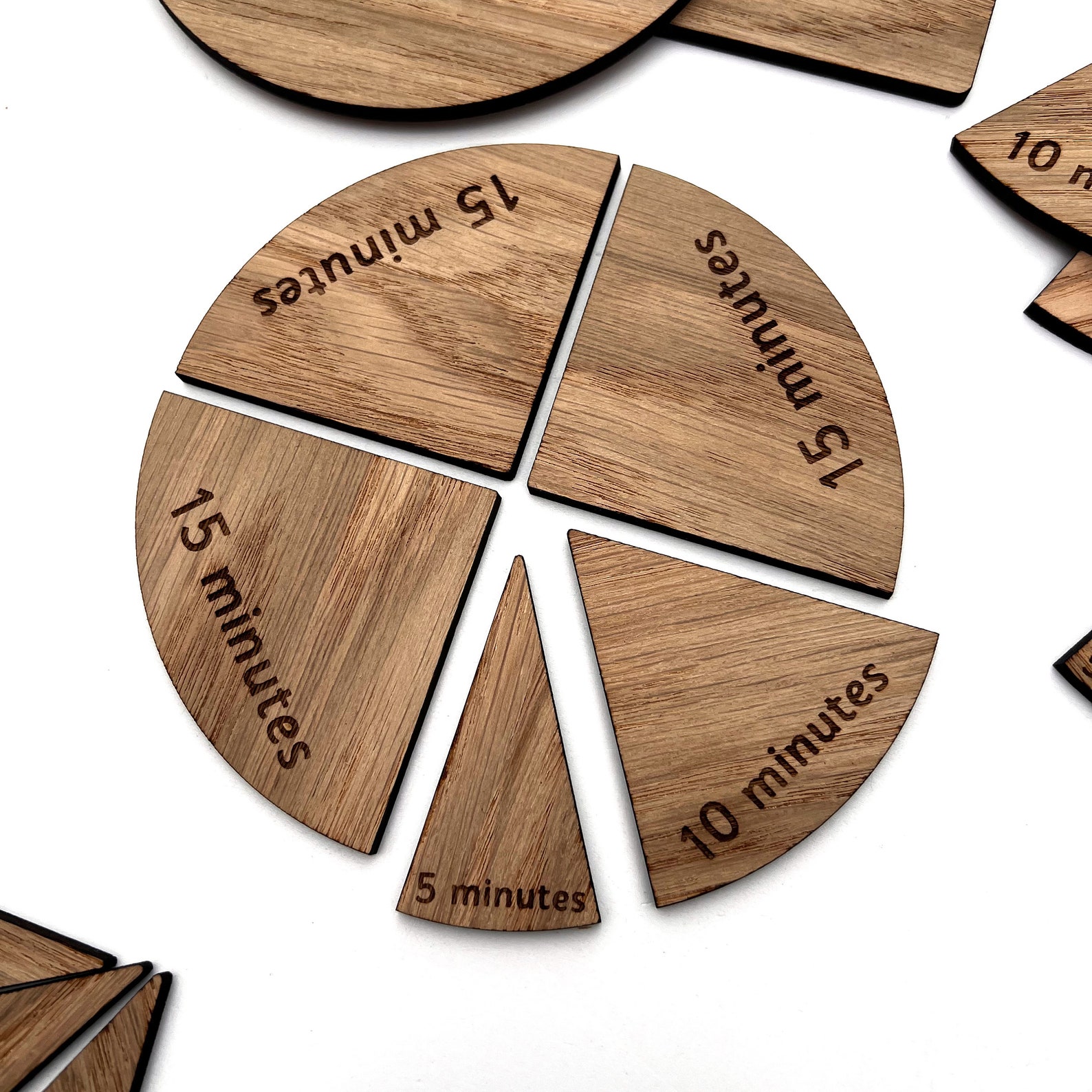 Wooden Fractions of Time Learning Tool Division of Time Pie Chart ...