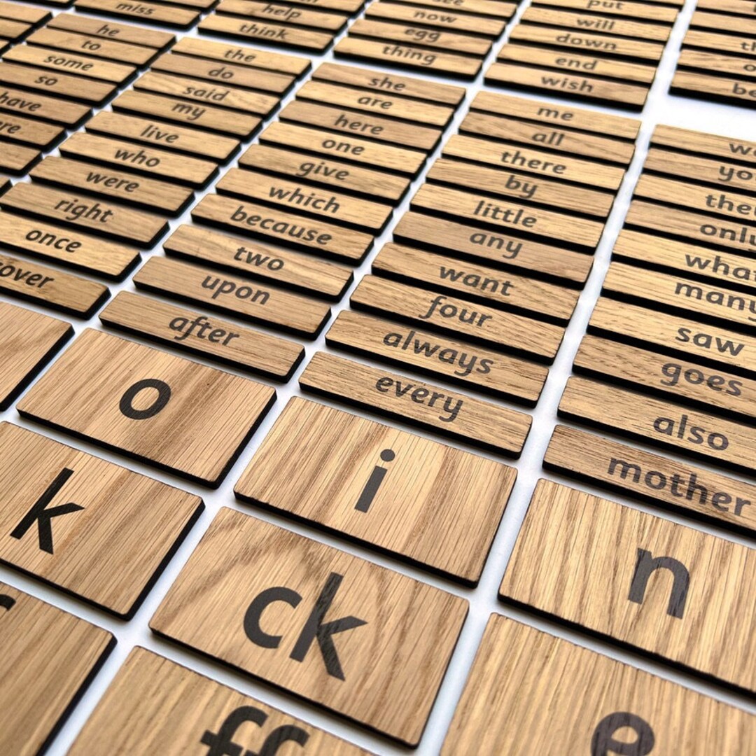 Montessori Wooden Phonics Learning Tiles - EYFS Primary Early Learning ...