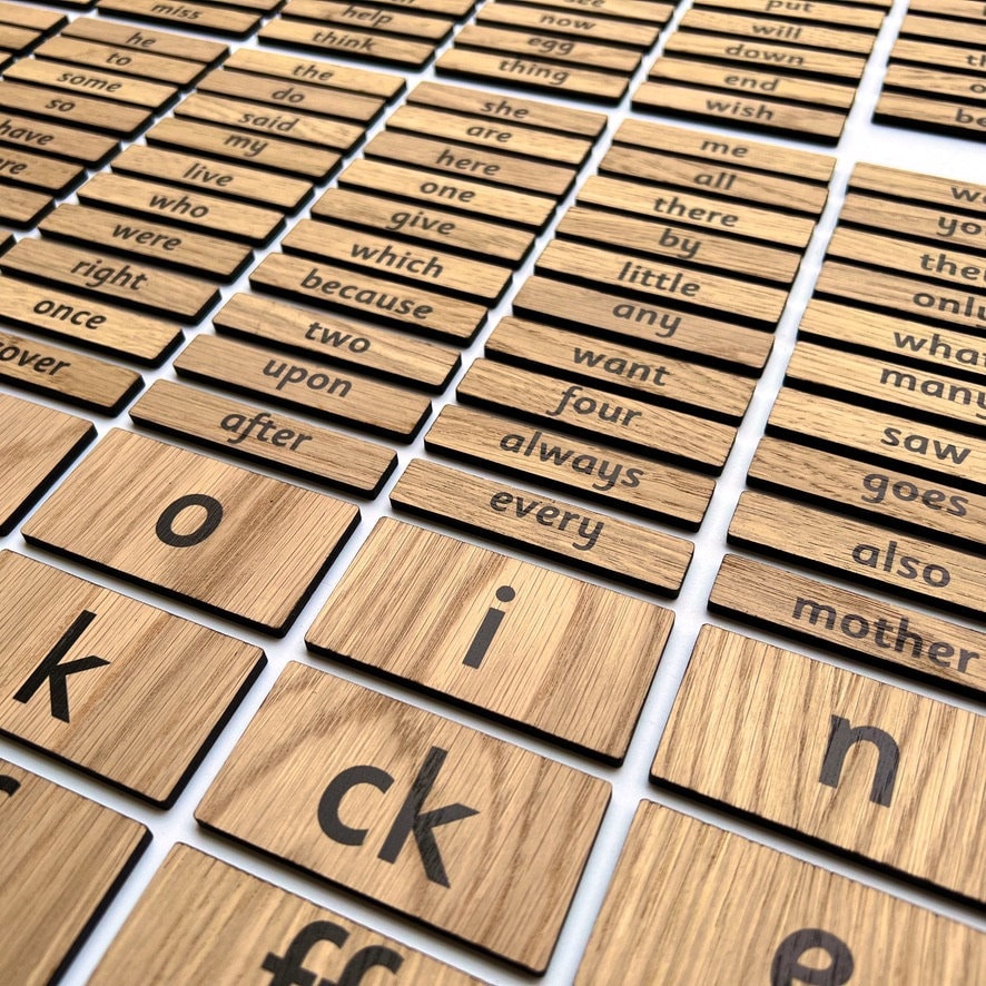 Montessori Wooden Phonics Learning Tiles EYFS Primary Early Learning to ...