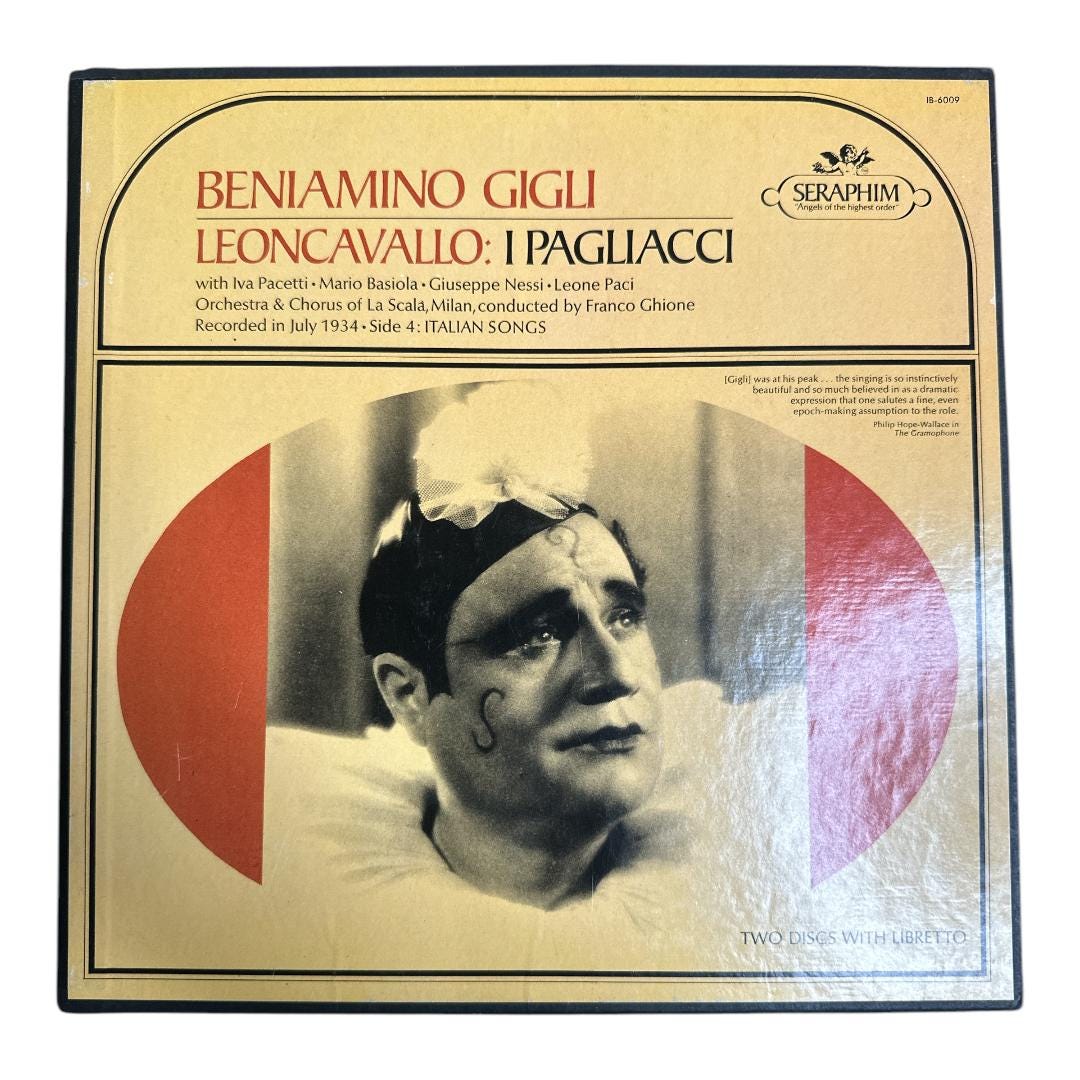 Gigli Pacetti Ghione LEONCAVALLO I Pagliacci - Box Set Seraphim Records ...
