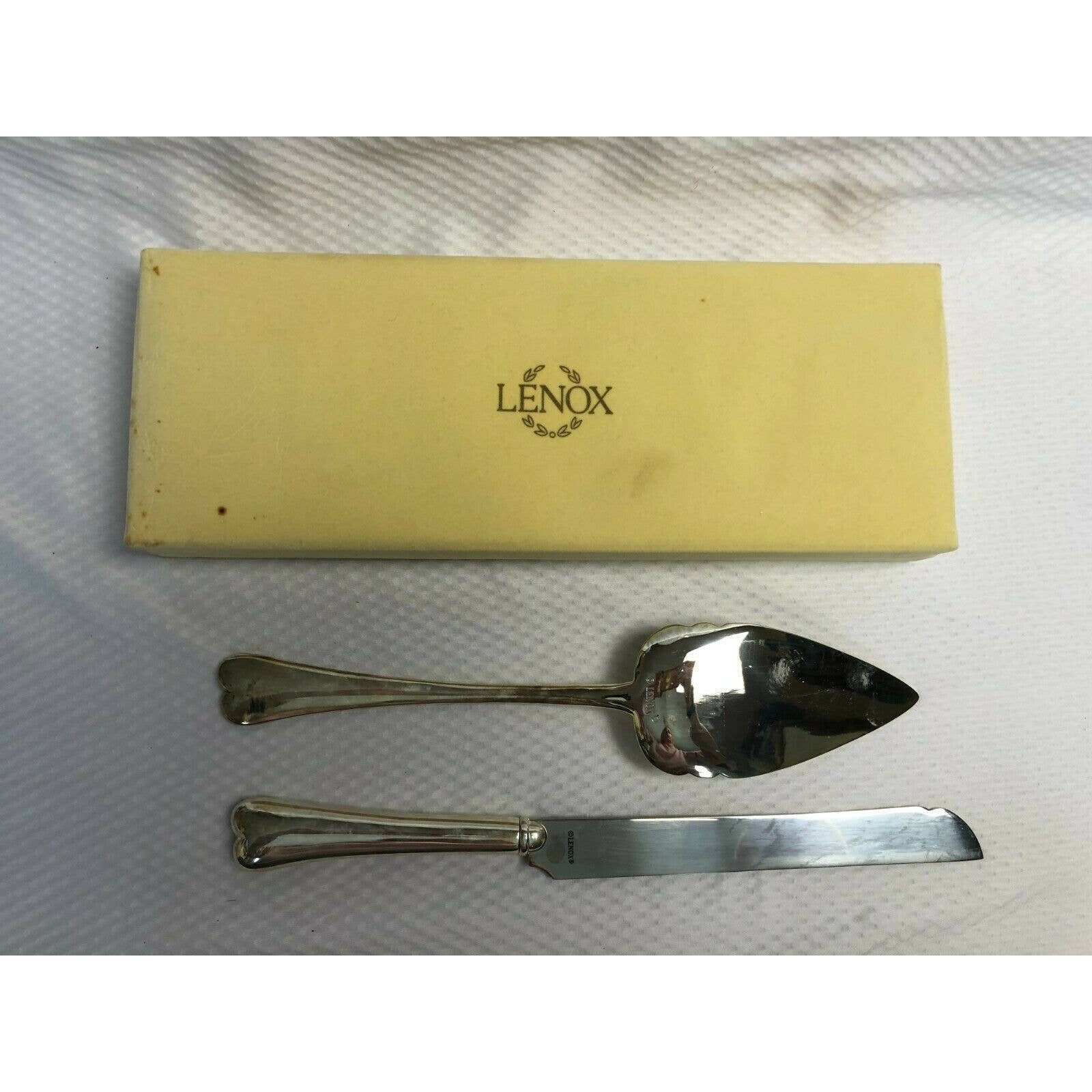 Lenox Silver Plated 2 Piece Wedding Promises Cake Dessert Server Knife ...