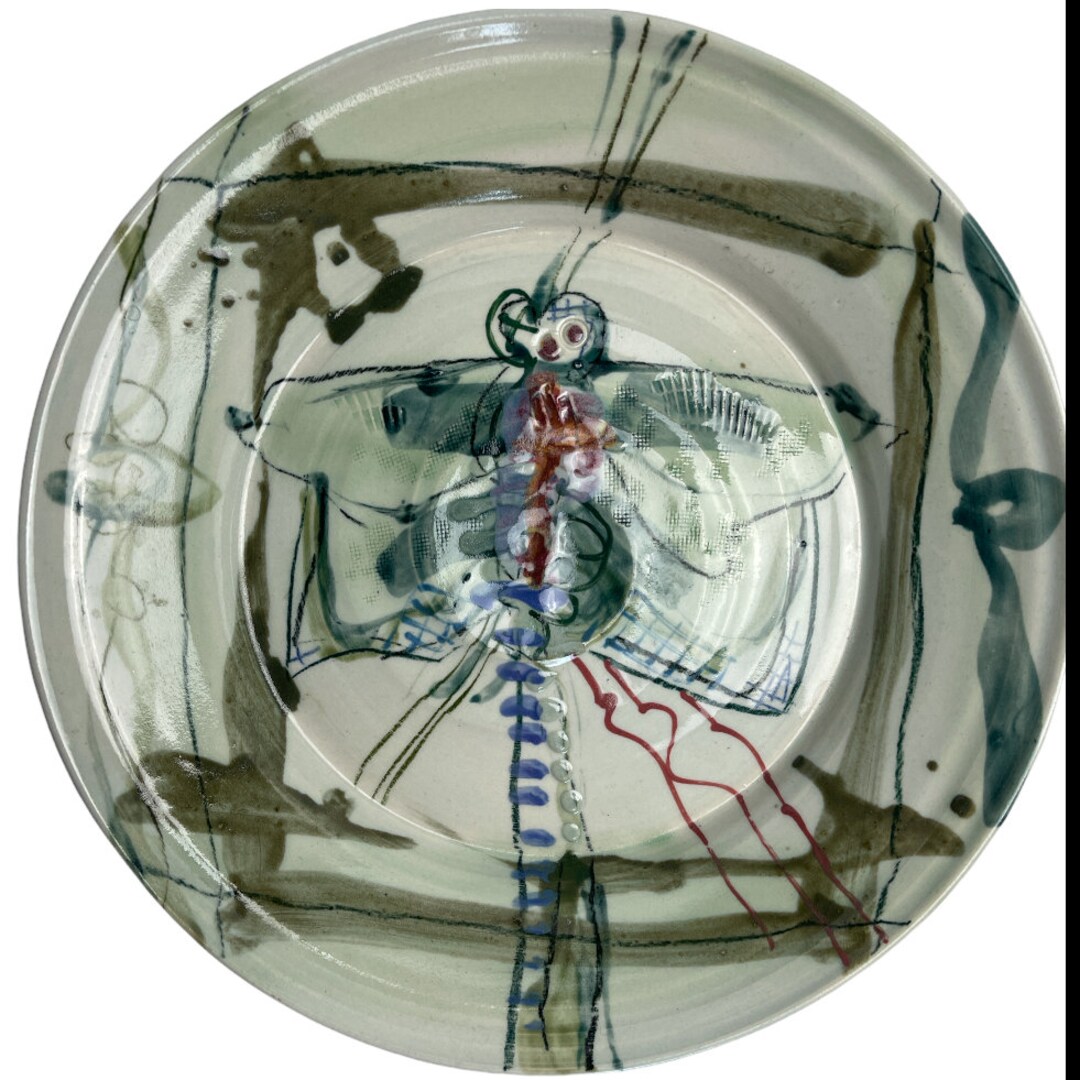 Jim Reno Pottery Dragonfly Decorative Plate Green Blue 11" - Etsy